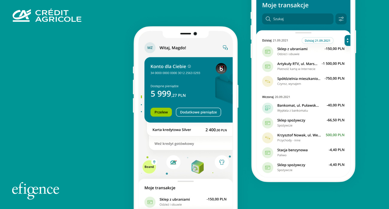 Zaprojektowane przez Efigence warstwy UX/UI w aplikacji CA24 Mobile ...